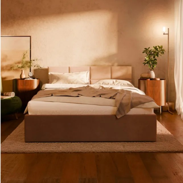 Manželská postel BORGO Velvet 160×200 cm hnědá