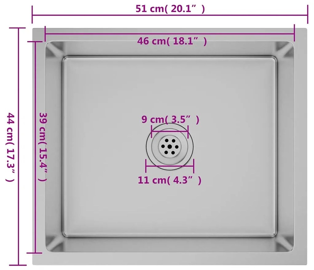 vidaXL Marketos Ručně vyrobený kuchyňský dřez nerezová ocel
