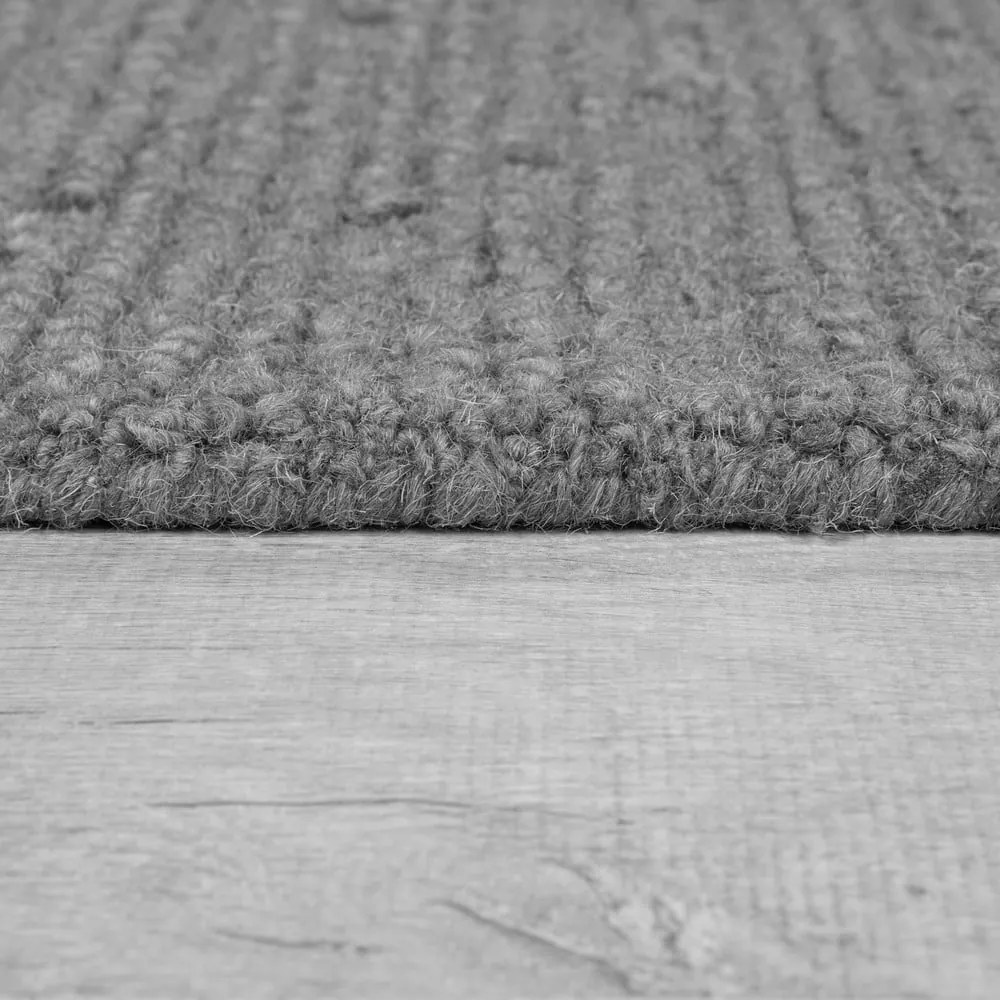 Šedý ručně tkaný vlněný běhoun 80x230 cm Harris Boucle – Flair Rugs