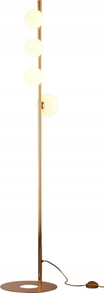 Podlahová lampa Taida Zlatá Bílá Skleněná Stínidla 4xG9 151 cm Stojací lampa