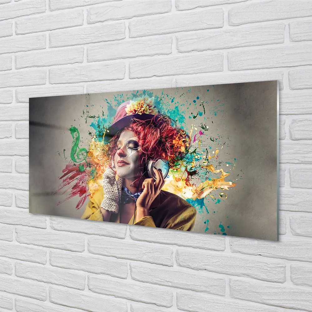 akrylový obraz Klaun barva poznámky 140x70 cm