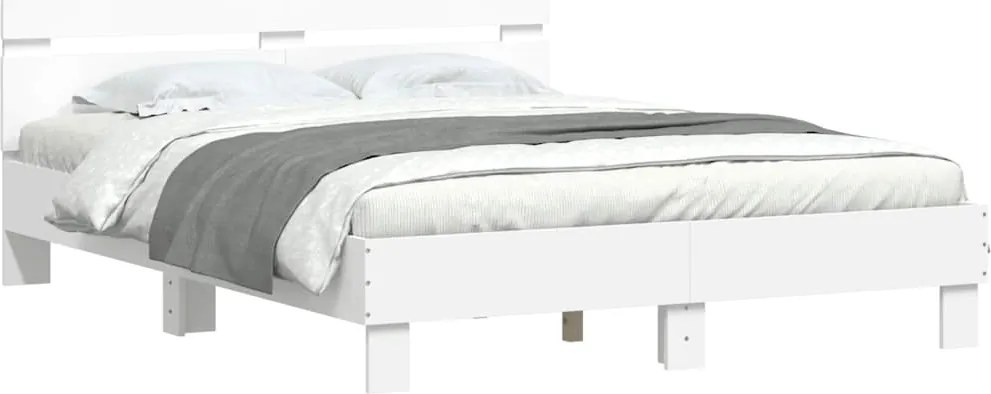 Rám postele s čelem bílý 150 x 200 cm kompozitní dřevo 3207413