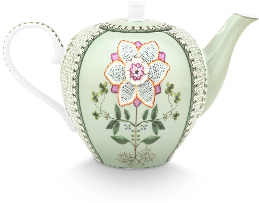 Pip Studio Lily & Lotus čajová konvice 1,6l, zelená (Porcelánová čajová konvice)