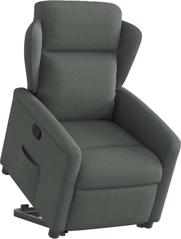Zvedací polohovací křeslo tmavě šedé textil 3303135