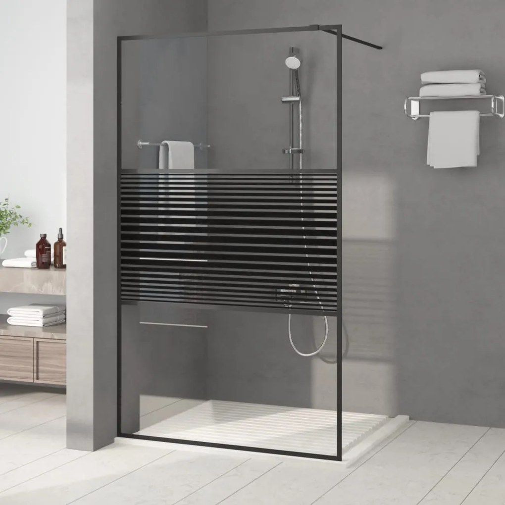 Sprchová zástěna walk-in černá 115 x 195 cm čiré ESG sklo 152148