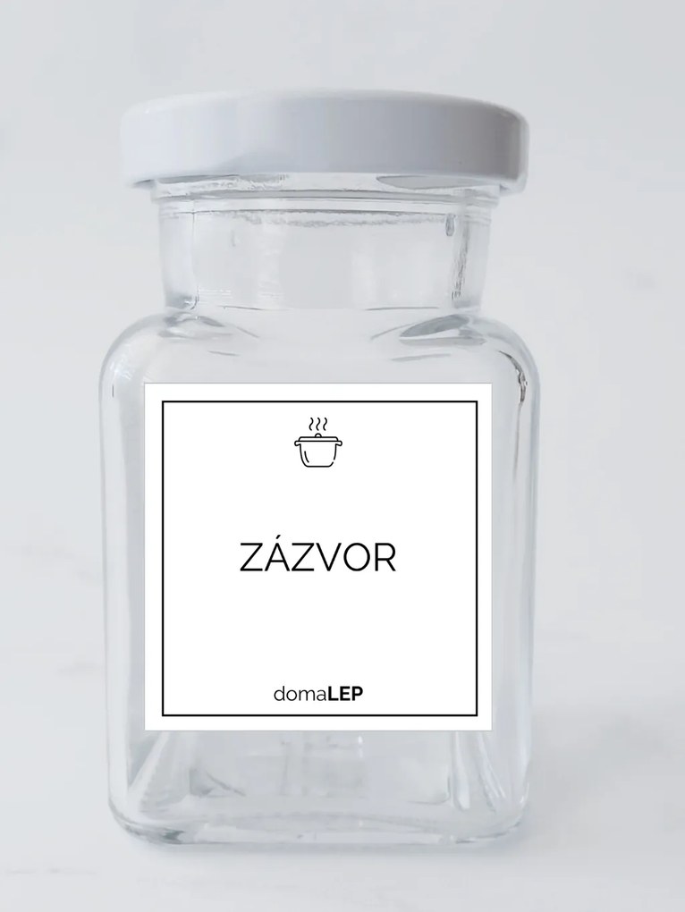 Samolepka na kořenky ZÁZVOR bílá 5 × 5 cm základní písmo