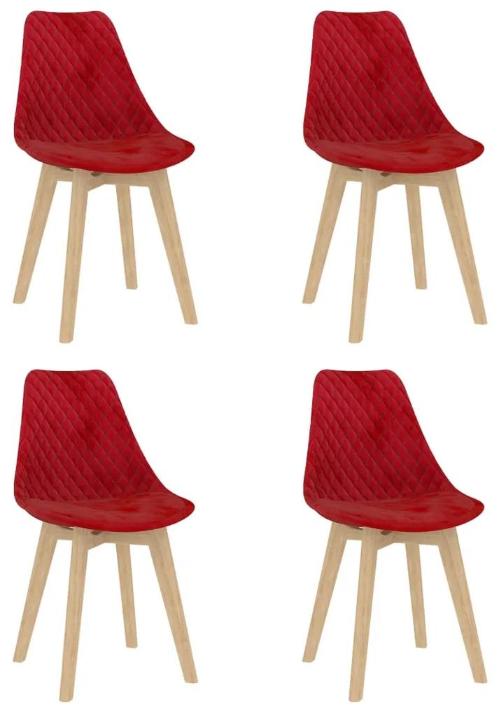 289165 vidaXL Jídelní židle 4 ks červené samet