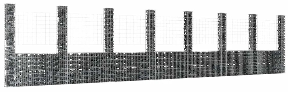 Gabionový koš ve tvaru U s 8 sloupky železo 860 x 20 x 200 cm 151295