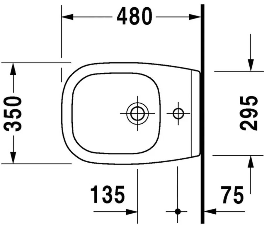 Duravit D-Code - závěsný bidet Compact, 35x48 cm 22371500002