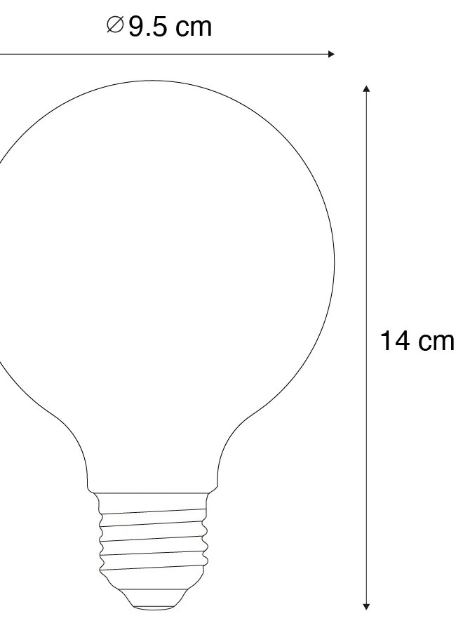 Sada 5 stmívatelných LED žárovek E27 s vláknem ve spirále G95, zlaté, 4W 270LM 2100K