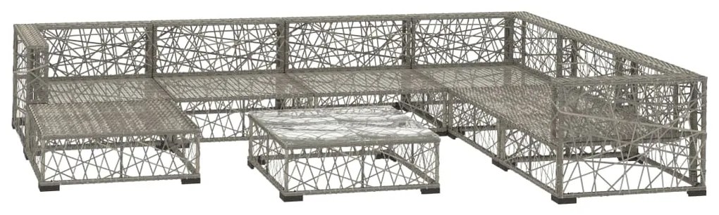vidaXL Marketos 8dílná zahradní sedací souprava s poduškami polyratan šedá