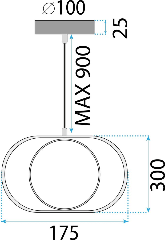 Toolight Toolight, LED závěsné osvětlení, 18W, 4000K, APP1555-CP, zlatá lesklá, OSW-05664