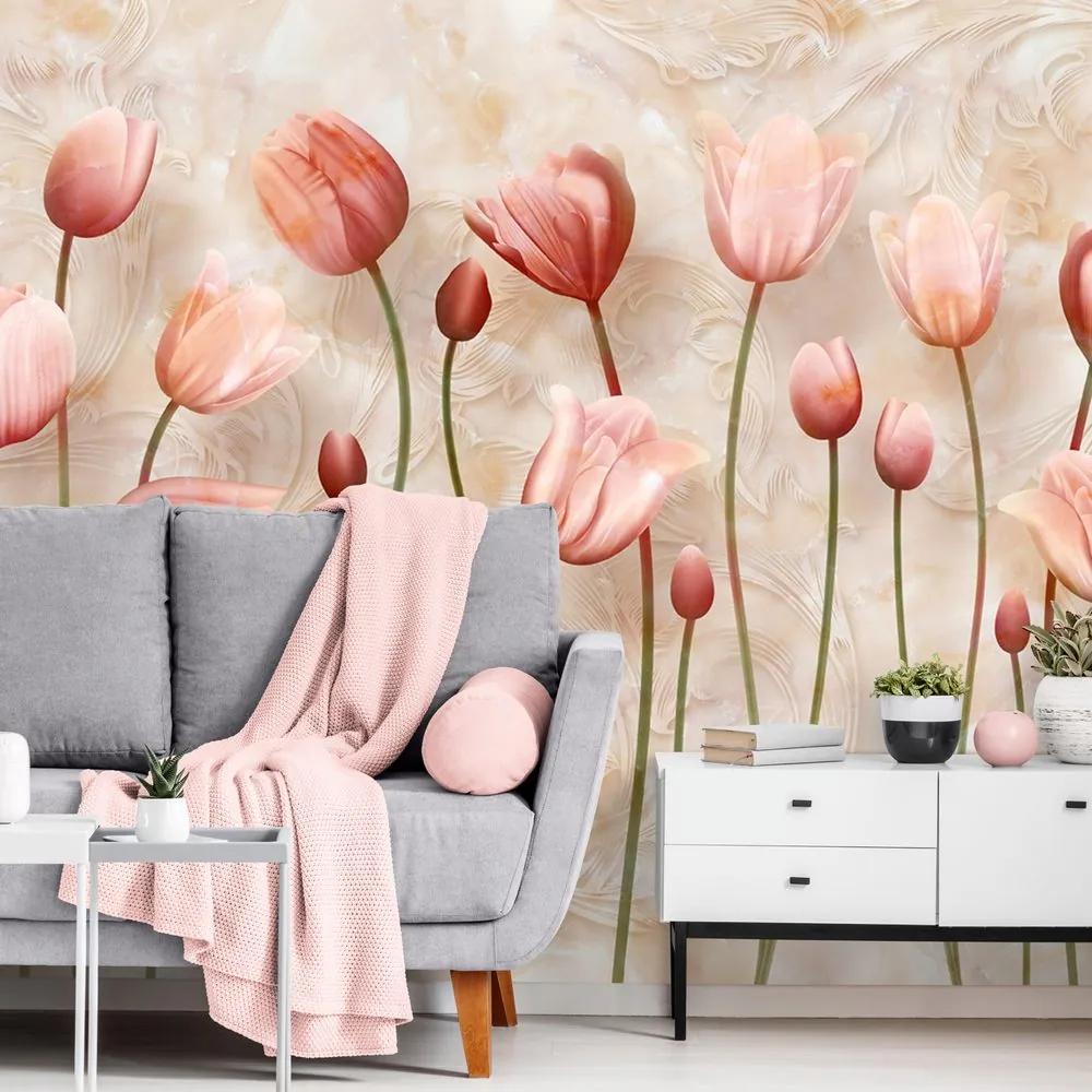Samolepící tapeta starorůžové tulipány