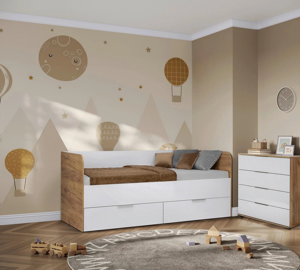 XXXLutz POSTEL S ÚLOŽNÝM PROSTOREM 90/200 cm, P & B - Dětské pokoje sestavy - 000885001302