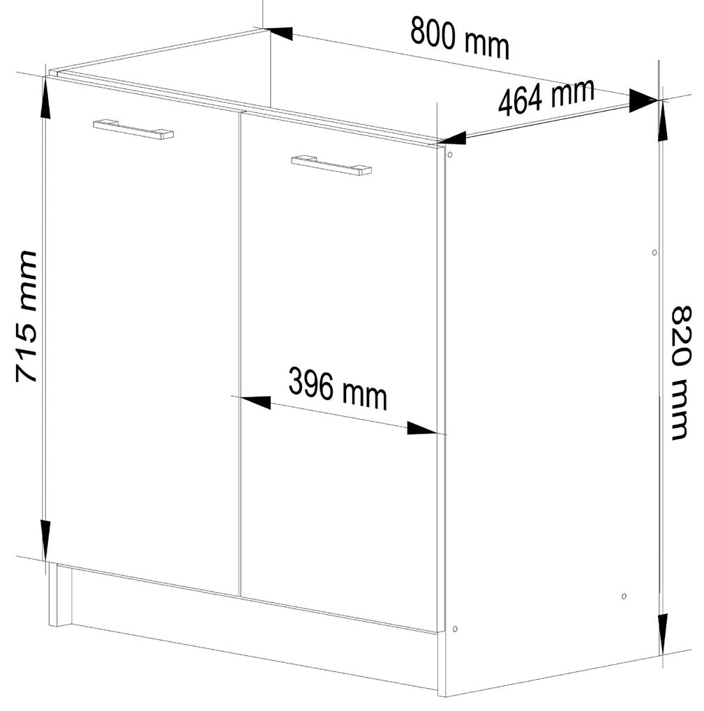 Dolní kuchyňská skříňka Ozara S80ZL (bílá + beton). 1071077