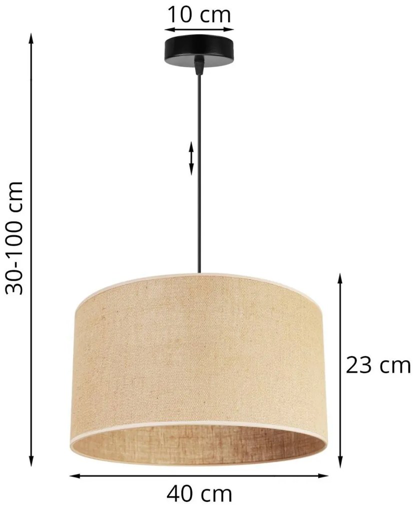 Závěsné svítidlo JUTA, 1x jutové stínítko, (výběr ze 2 barev konstrukce), (fi 40cm, ve 23cm)