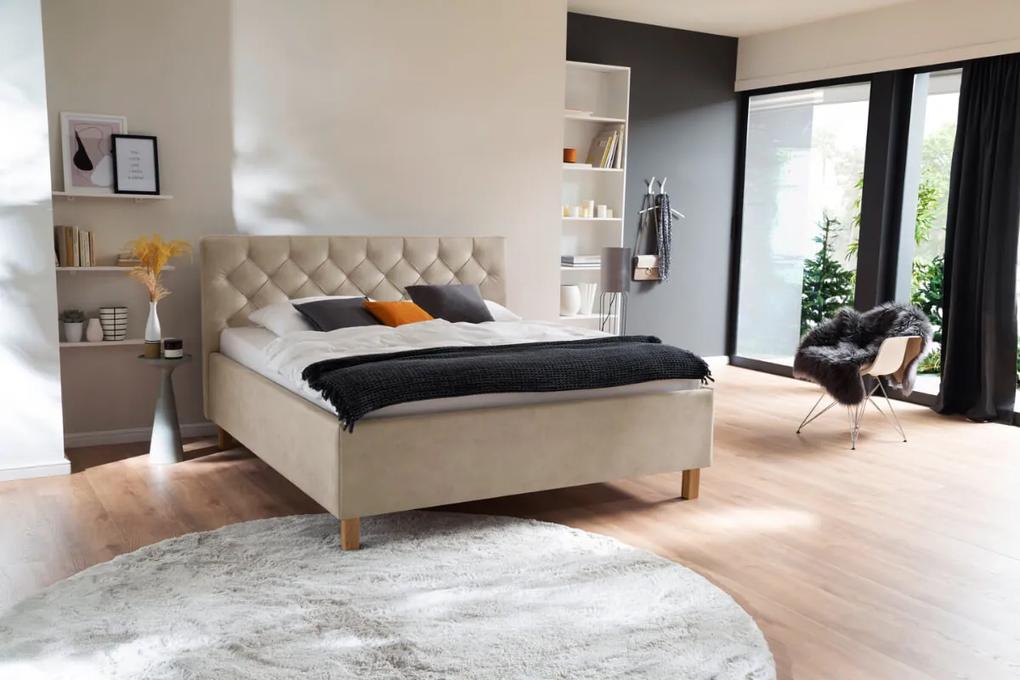 Čalouněná postel kartika s úložným prostorem 180 x 200 cm béžová MUZZA