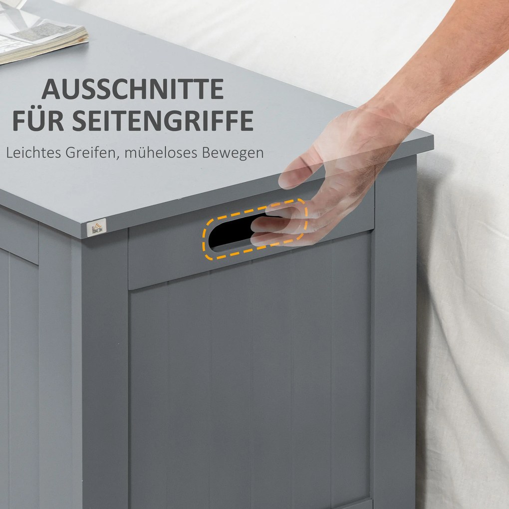HOMCOM Úložný trunk pro ložnici – Úložná lavice se víkem, multifunkční úložný trunk s bezpečnostním pantem pro chodbu a obývací pokoj 81x40x46 cm Šedá