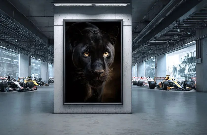 Temná elegance - obraz - Černý panter s pronikavým pohledem 42 - 70 x 100 cm - 1 149 Kč