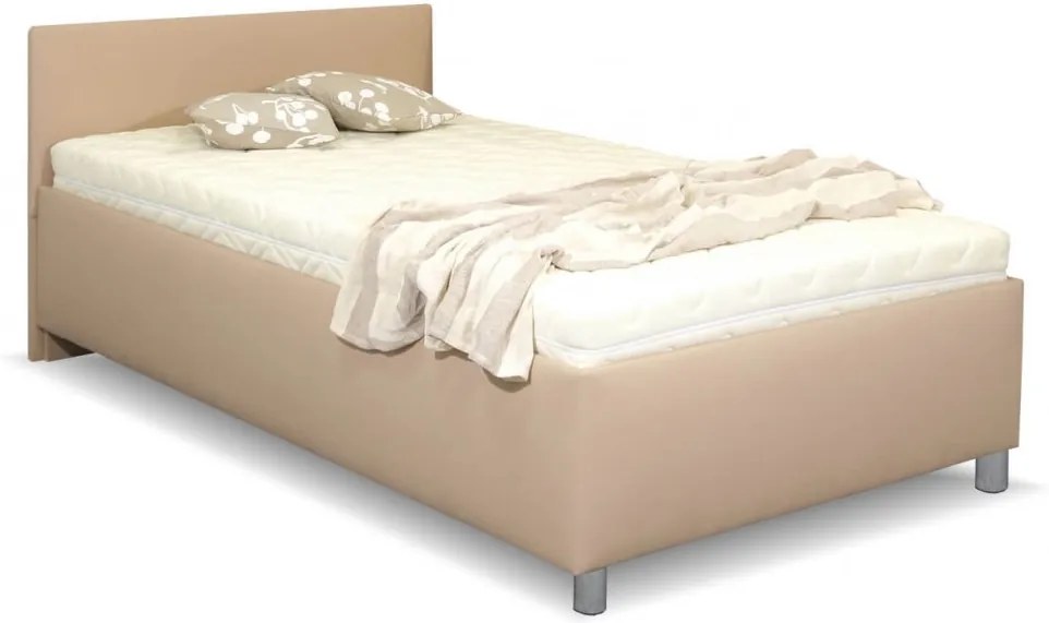 Zvýšená čalouněná postel s úložným prostorem Lyoneta, 120x200, světle hnědá