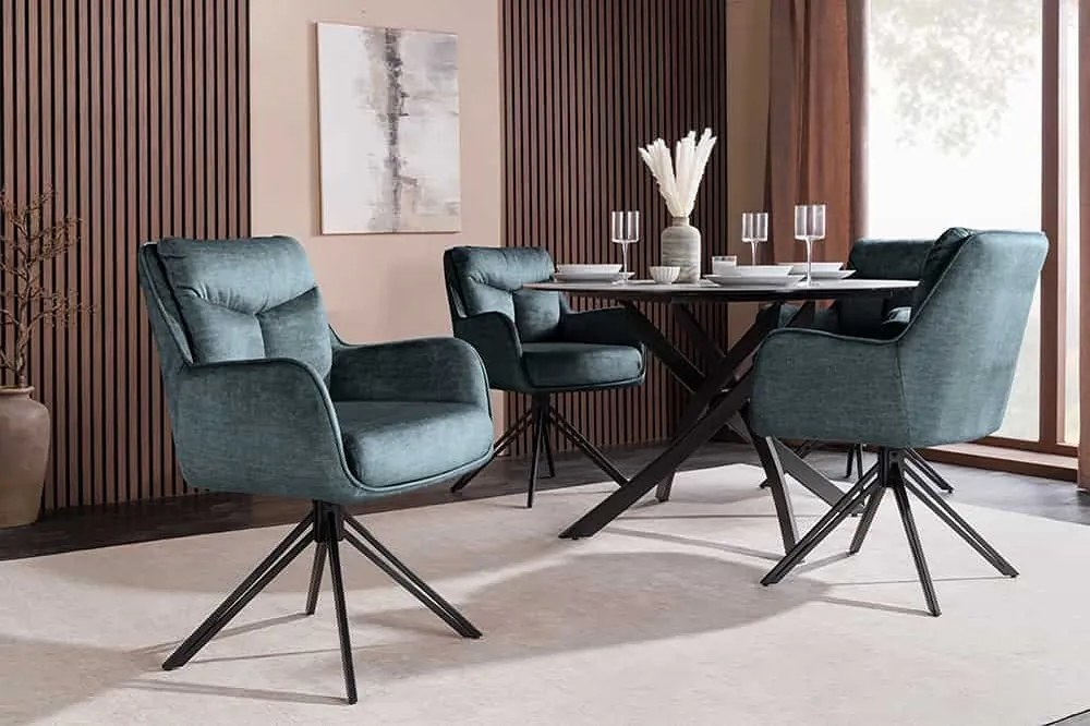 Designová otočná židle Brock petrolejový samet