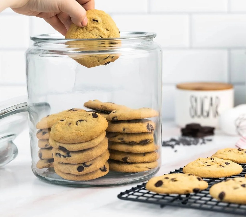 VILDE Skleněná dóza, velký objem 3,9l BISCOTTI