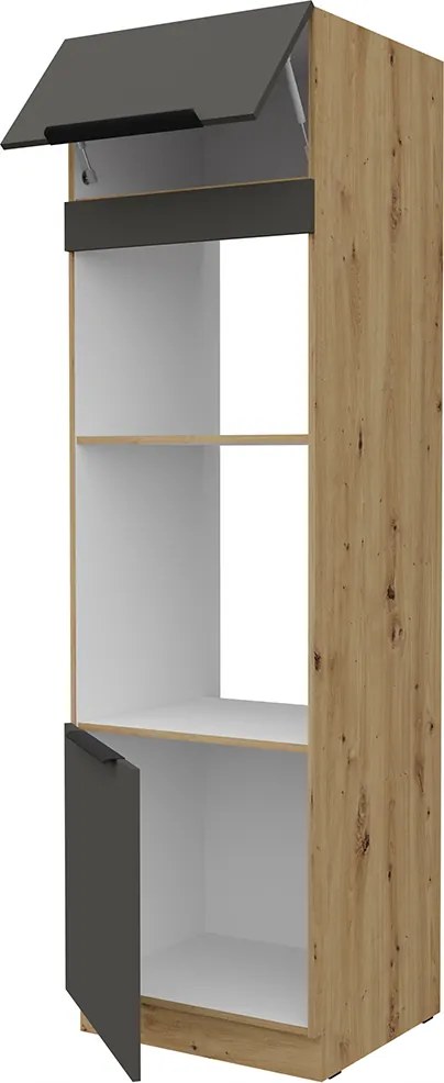ARIA pa | vysoká skříňka 60 DPM-210 2F na vestavnou troubu a mikrovlnku | 60 cm | ANTI FINGERPRINT povrch | artisan/šedá grafit