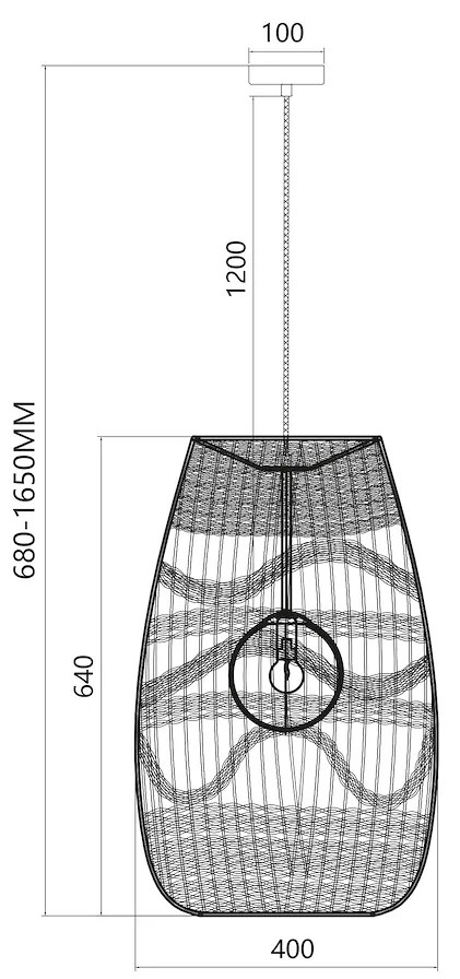 Závěsné svítidlo Arona, 1x ratanové stínítko, (fi 40cm), w