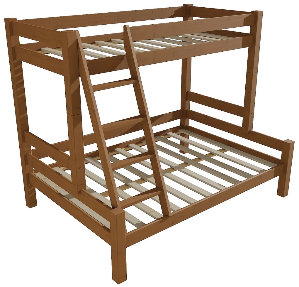 Vomaks Patrová postel s rozšířeným spodním lůžkem 8X8 06A Rozměr: 80/120 x 200 cm, Barva: surové dřevo