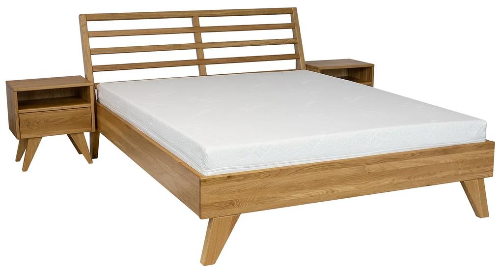 Drewmax LK301 120x200 cm dřevěná postel masiv dub dvojlůžko