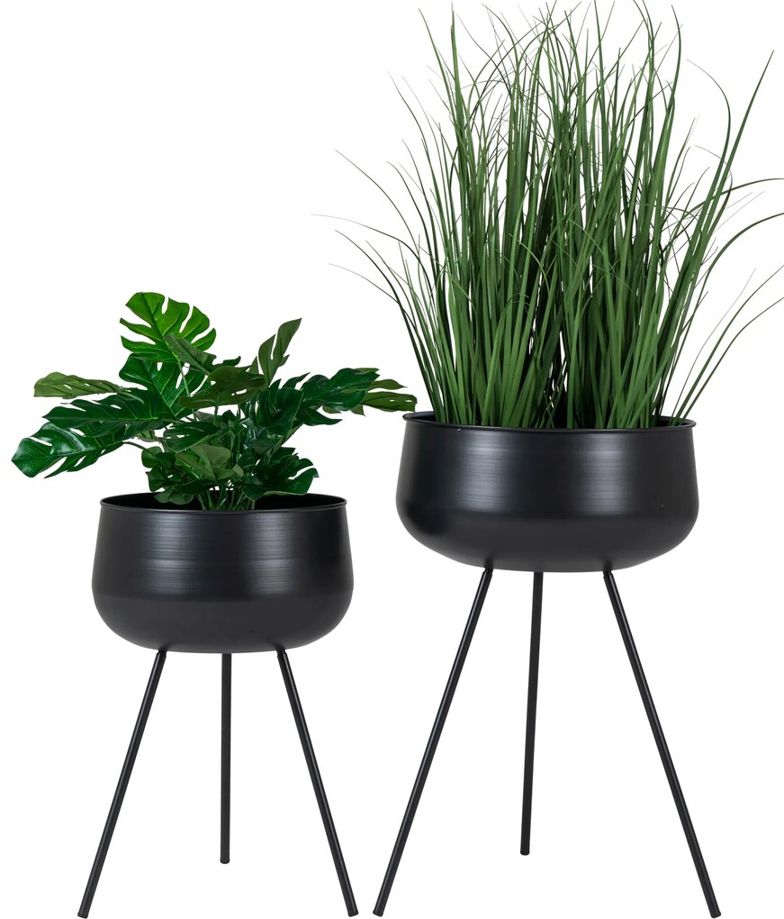 House Nordic Set 2 černých kovových květináčů ARDOLA 9001170