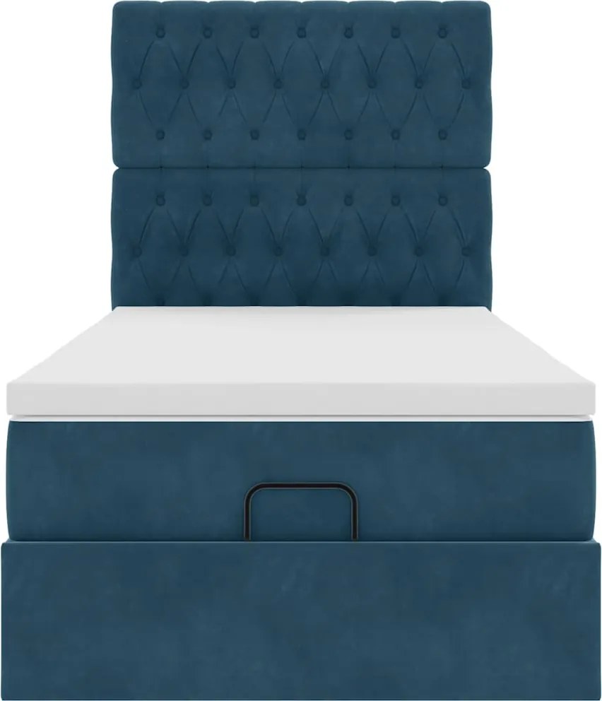 Osmanský rám postele s matracemi tmavě modrá 80x200cm samet 3313509