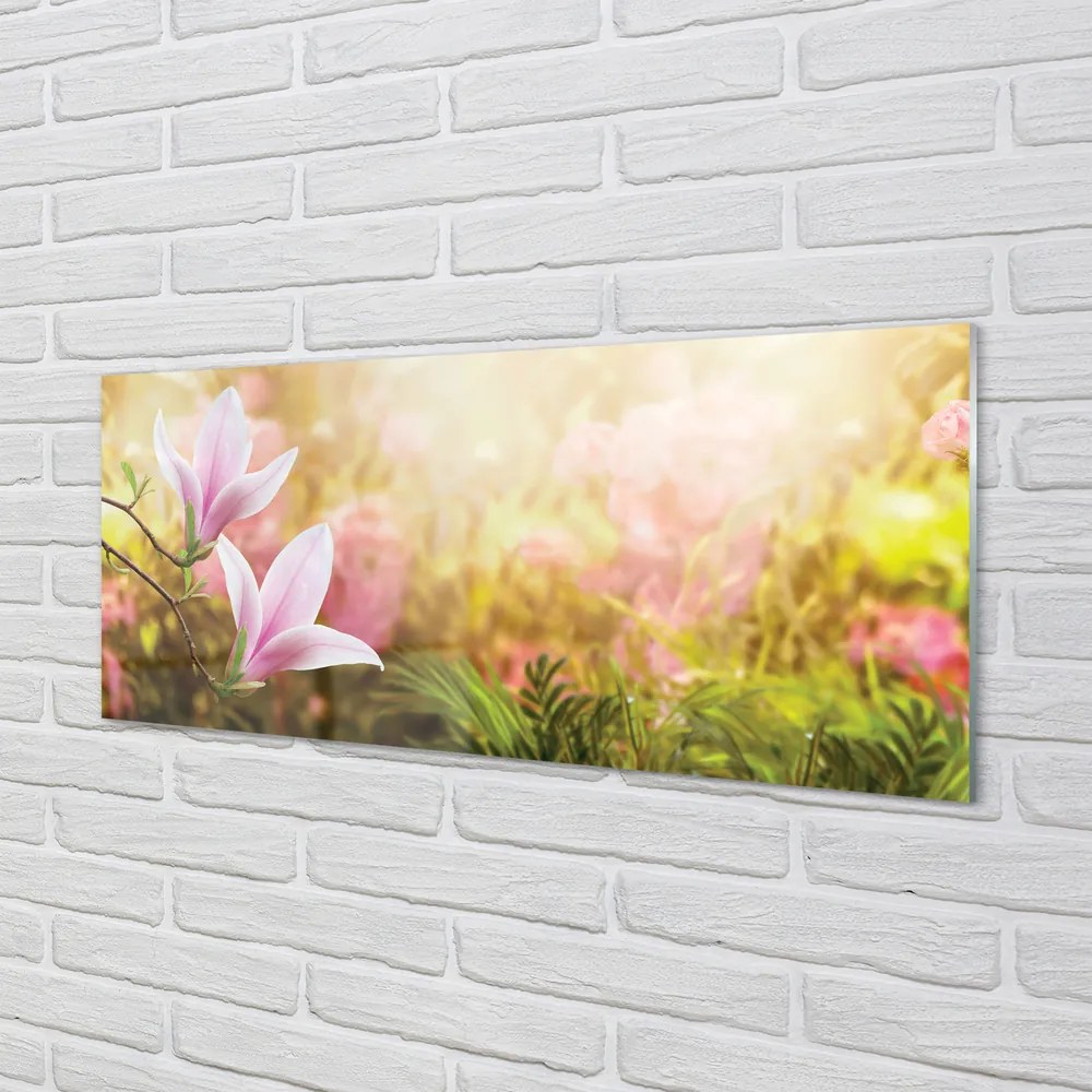 akrylový obraz Magnolie strom slunce 120x60 cm