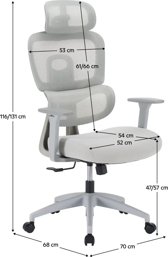 Ergonomická kancelářská židle NEONIT - šedá síťovina / nosnost 150 kg