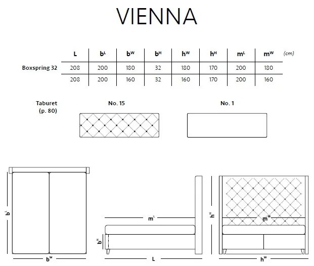 Materasso Kontinentální čalouněná postel VIENNA boxspring ROZMĚR: 2x (100x200) cm - boxspring