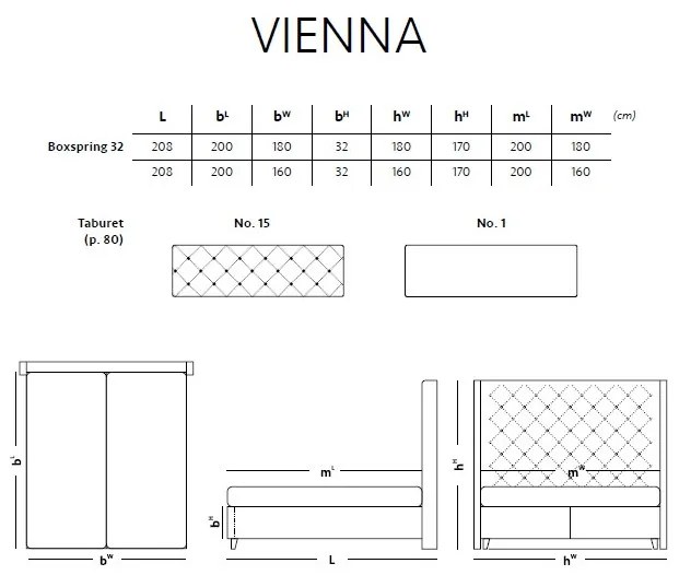 Materasso Kontinentální čalouněná postel VIENNA boxspring ROZMĚR: 2x (80x200) cm - boxspring