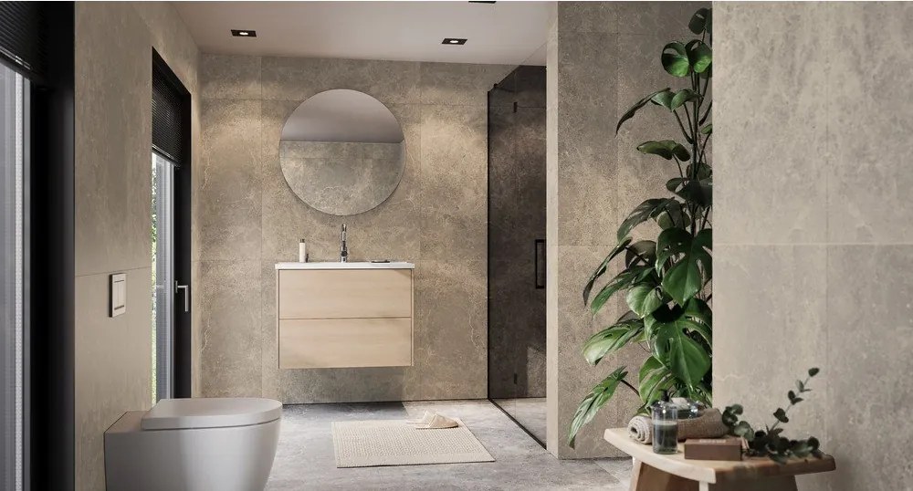 Závěsná skříňka pod umyvadlo v dekoru dubu v přírodní barvě 81x61 cm Bodera – Germania