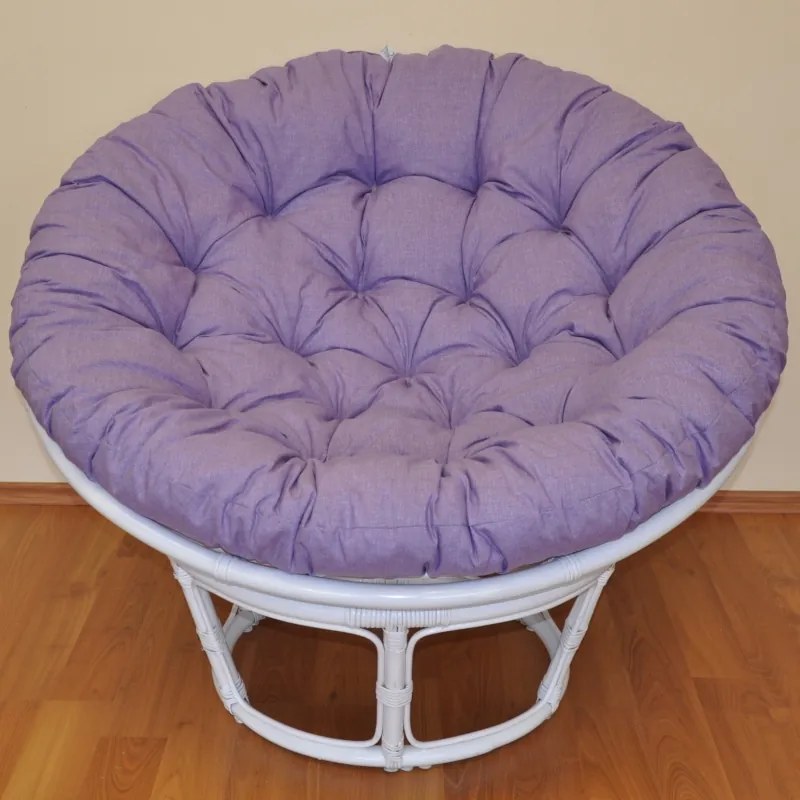 Papasan MIRABEL — ratan, látka, ⌀100 cm, bílá / více barev Vínový melír