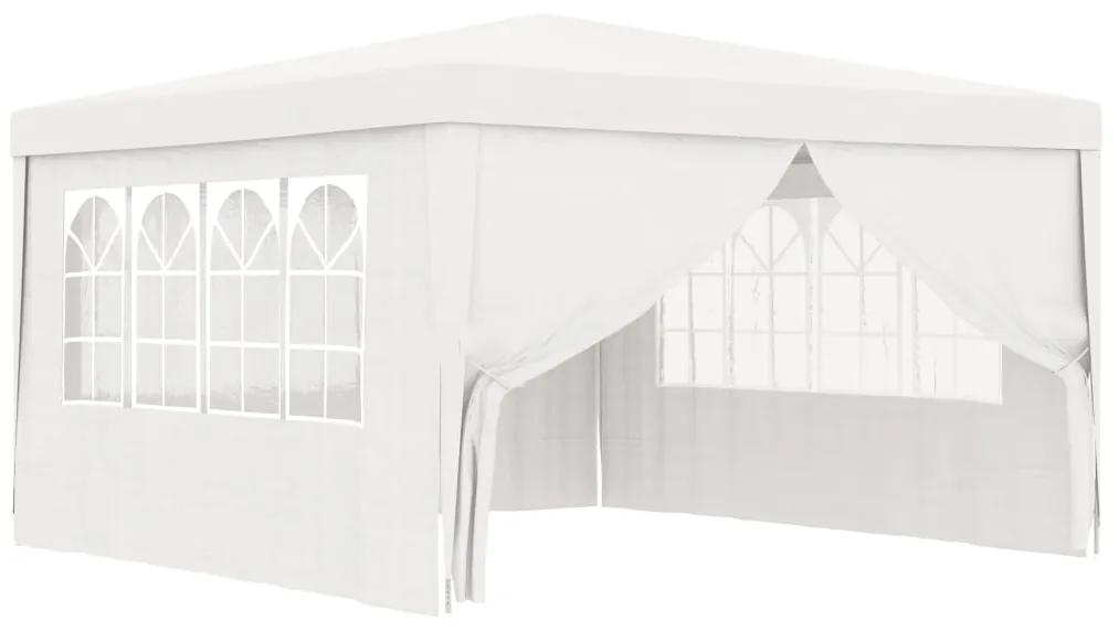 Profesionální party stan s bočnicemi 4 x 4 m bílý 90 g/m²,  48525