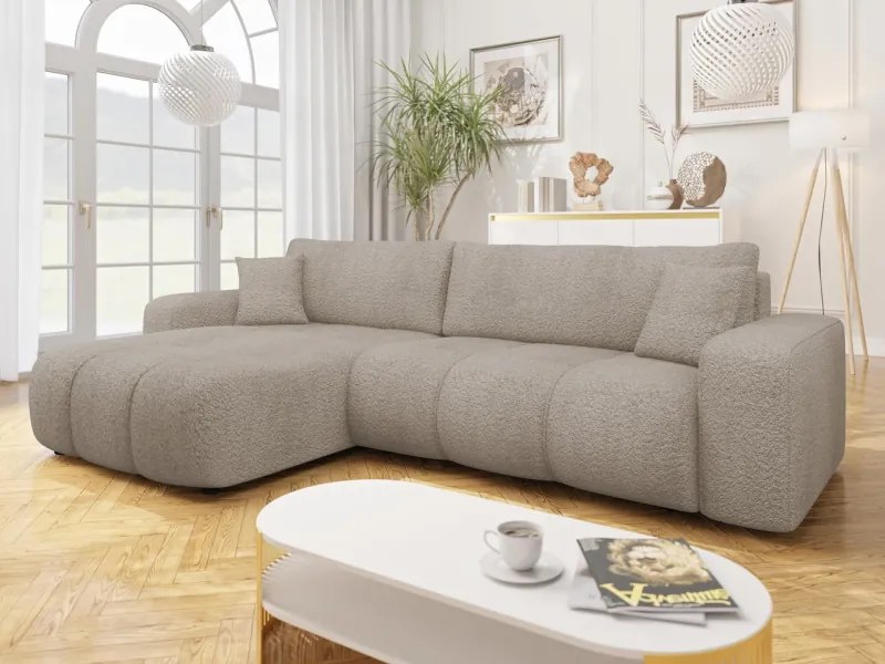 Rohová rozkládací sedačka Larow Maxi Boucle, Potah: Coral 50