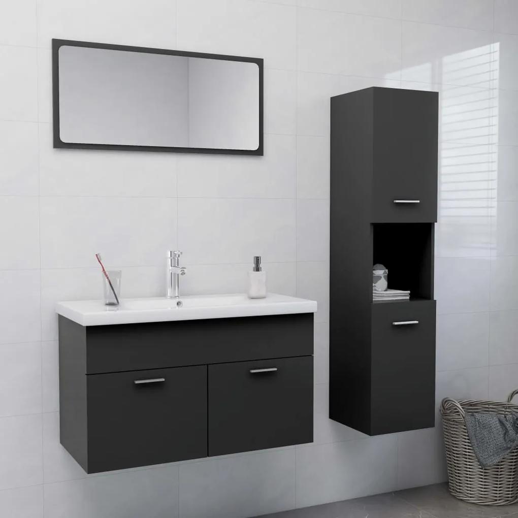 3070966 vidaXL Set koupelnového nábytku šedý dřevotříska