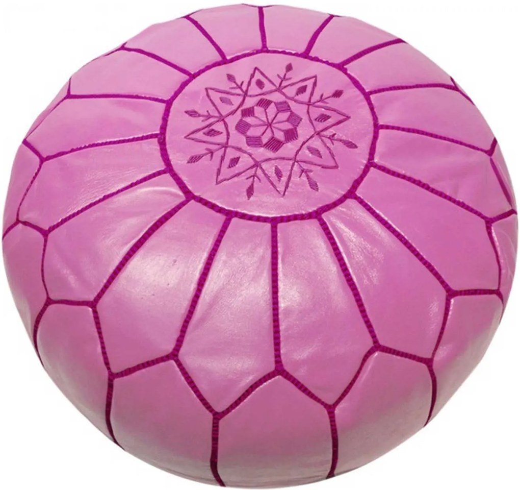 Smilargan Orientální marocký taburet Fuchsia - fuchsiový s růžovým prošíváním