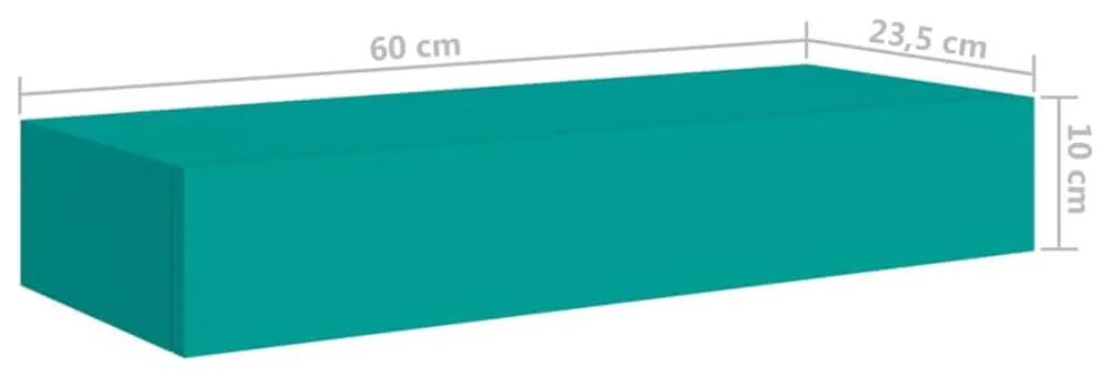 Petromila Nástěnné police se zásuvkou 2 ks modré 60 x 23,5 x 10 cm MDF