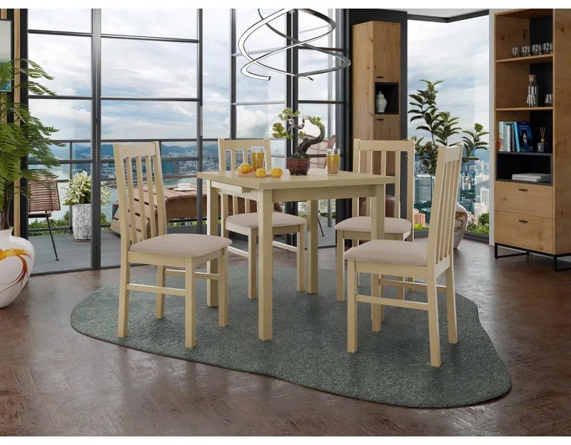 Rozkládací jídelní stůl se 4 židlemi AL14, Barva dřeva: bílá-L, Potah: 26x - Kronos 22