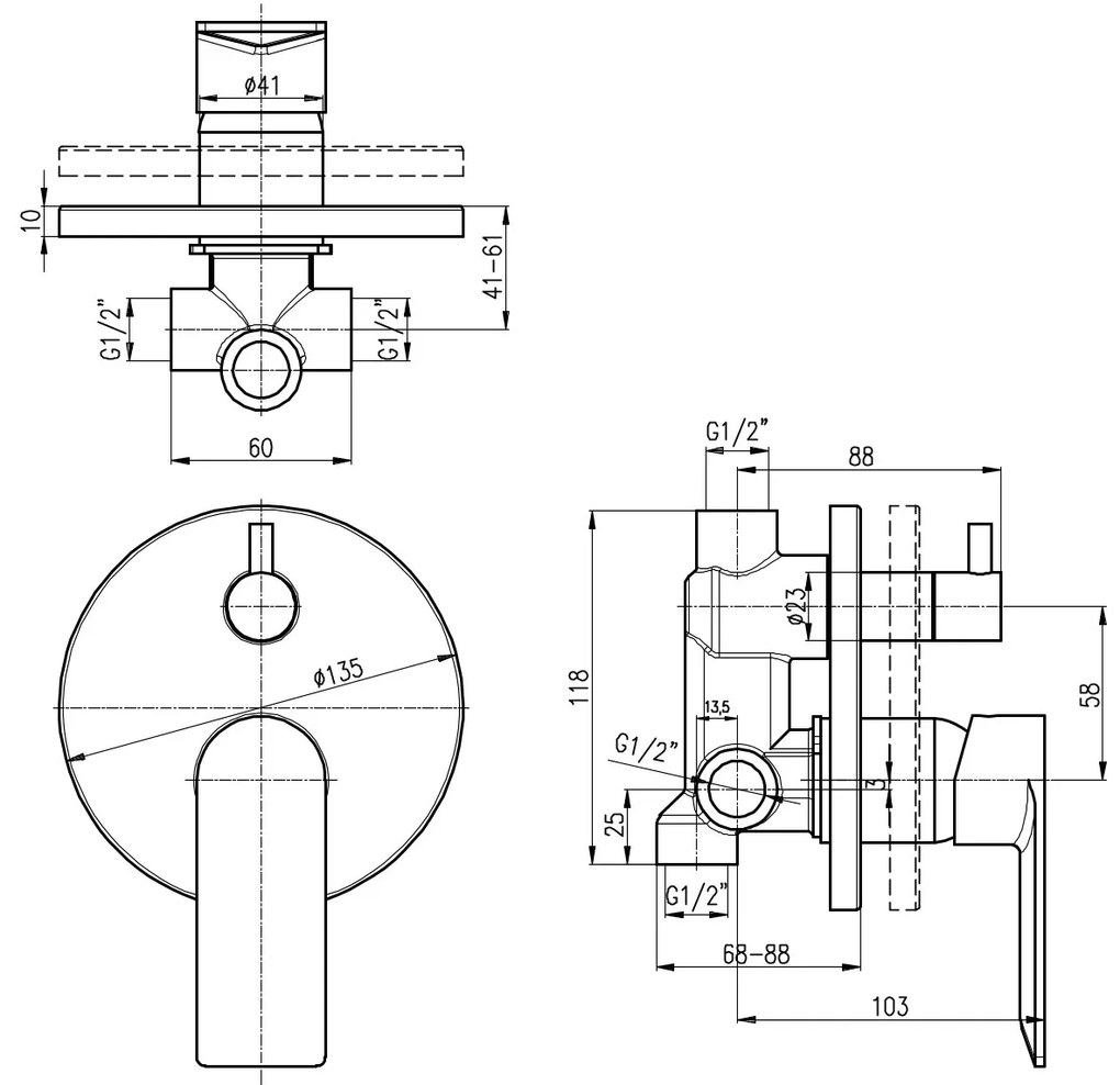 Slezák Rav Nil sprchová baterie podomítková 2 cestná s tělesem chrom NL185