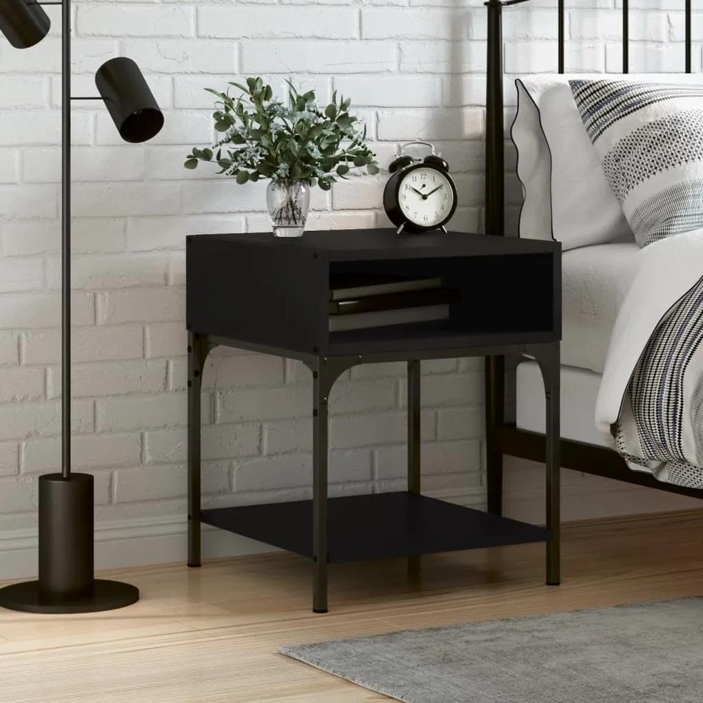 Noční stolek černý 40 x 41 x 50 cm kompozitní dřevo - Default Title