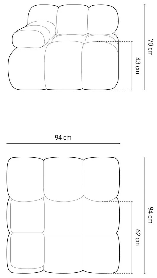 Béžový modul pohovky z textilie bouclé (levý roh) Bellis – Micadoni Home