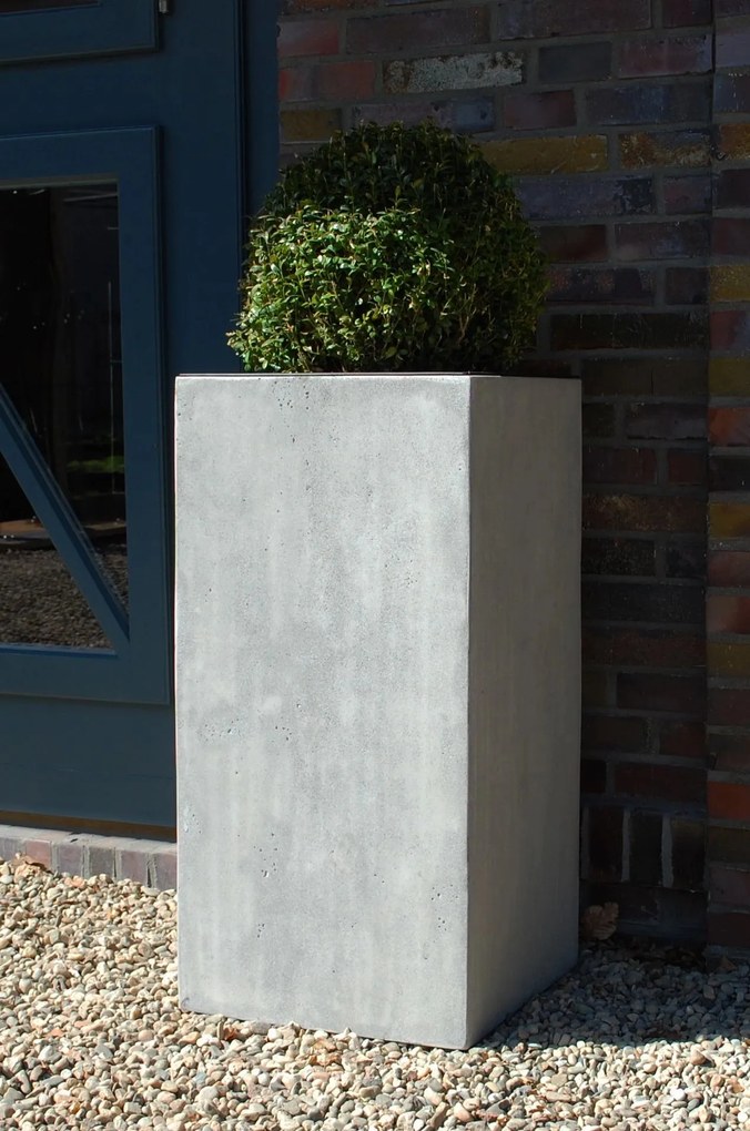Hranatý květináč BLOCK, sklolaminát, výška 60 cm, beton design