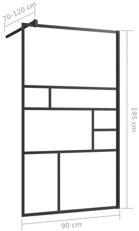 vidaXL Marketos Zástěna do průchozí sprchy čiré ESG sklo 90 x 195 cm černá