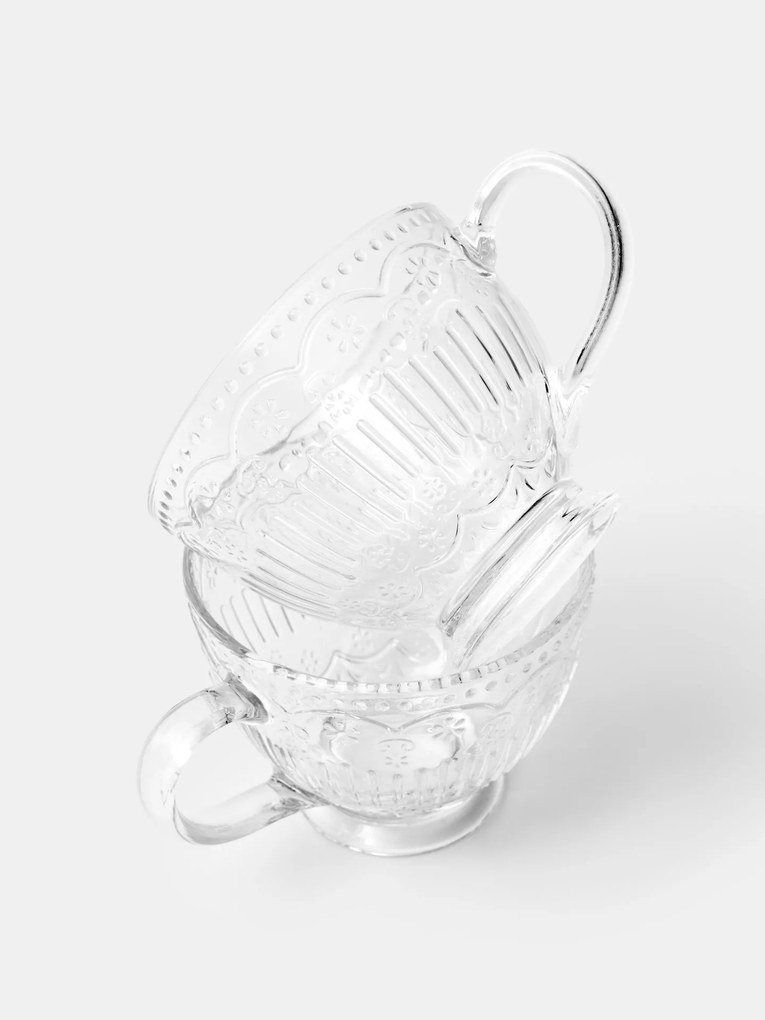 Sinsay - Skleněné šálky s reliéfním vzorem 2 pack - clear